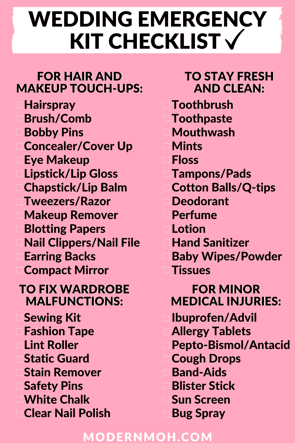 Bridal Emergency Kit List Printable Printable Word Searches Bridal Emergency Kit List Printable Printable Word Searches