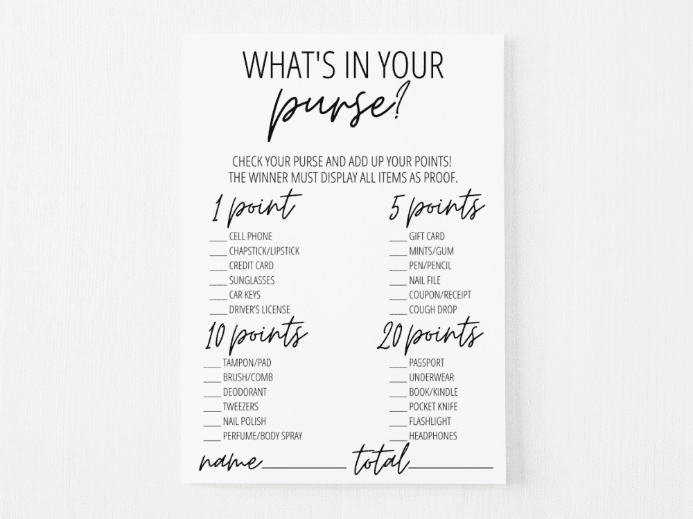 What’s In Your Purse? Game Free Printable | Modern MOH