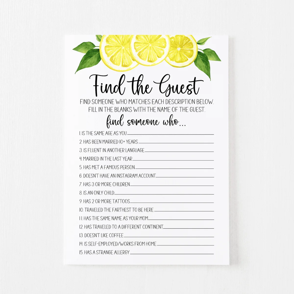 Find the Guest Bridal Shower Game Free Printable | Modern MOH