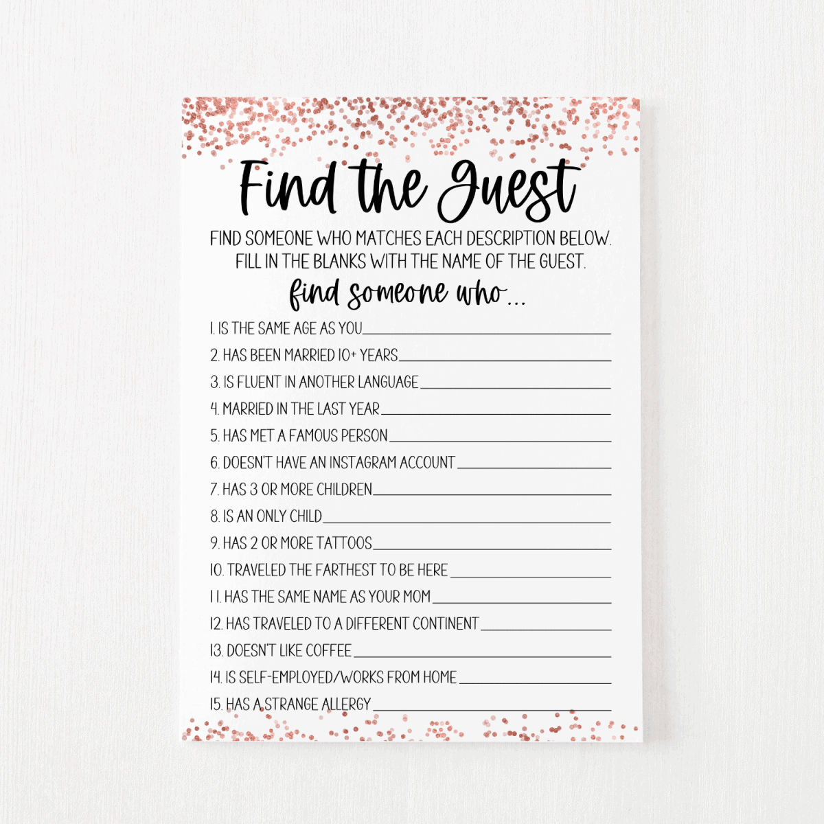 Find the Guest Bridal Shower Game Free Printable | Modern MOH