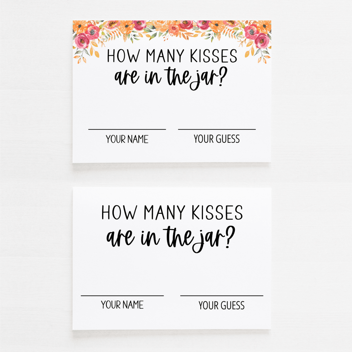 Guess How Many Kisses Sign & Cards (Fall) - Modern MOH