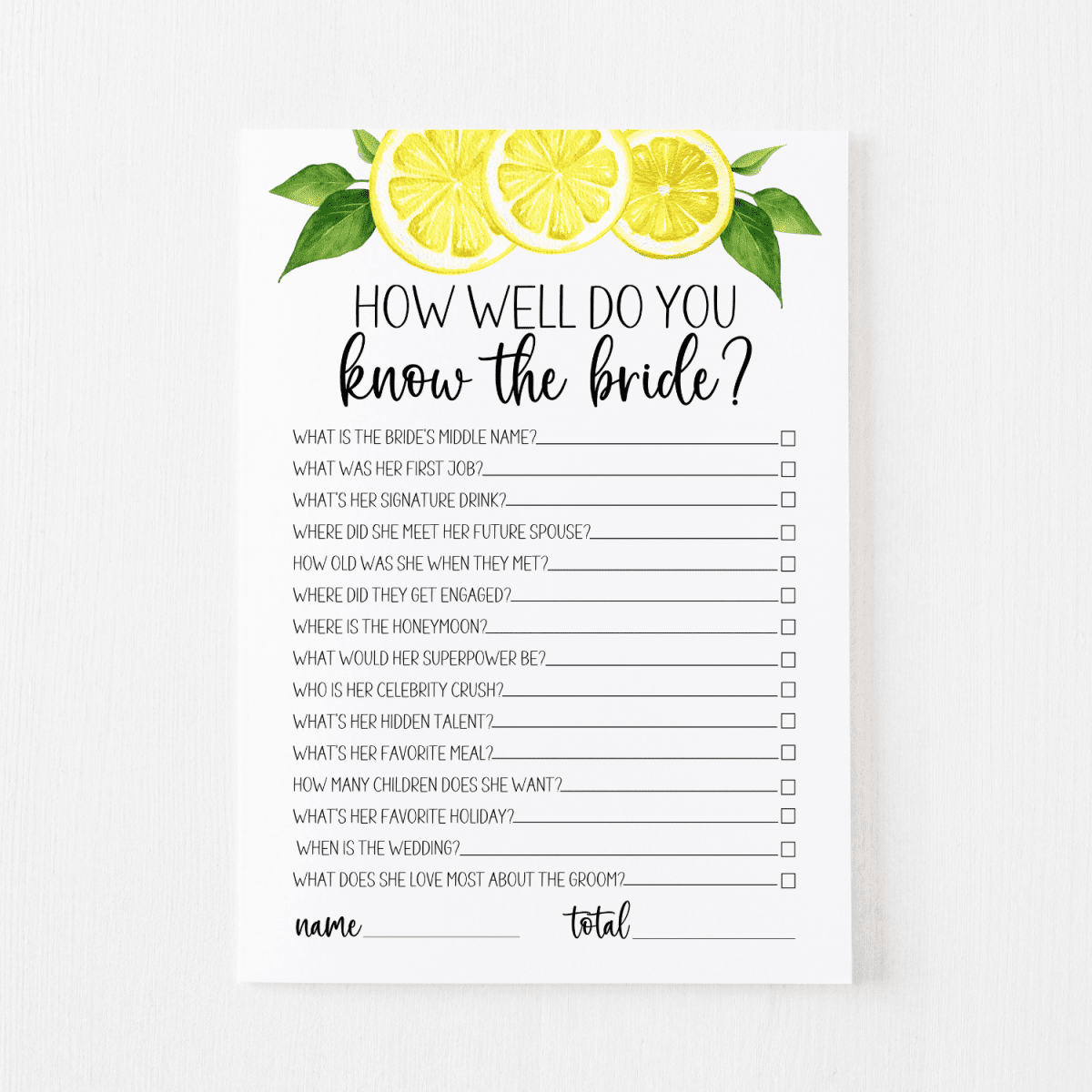 How Well Do You Know the Bride? Free Printable | Modern MOH