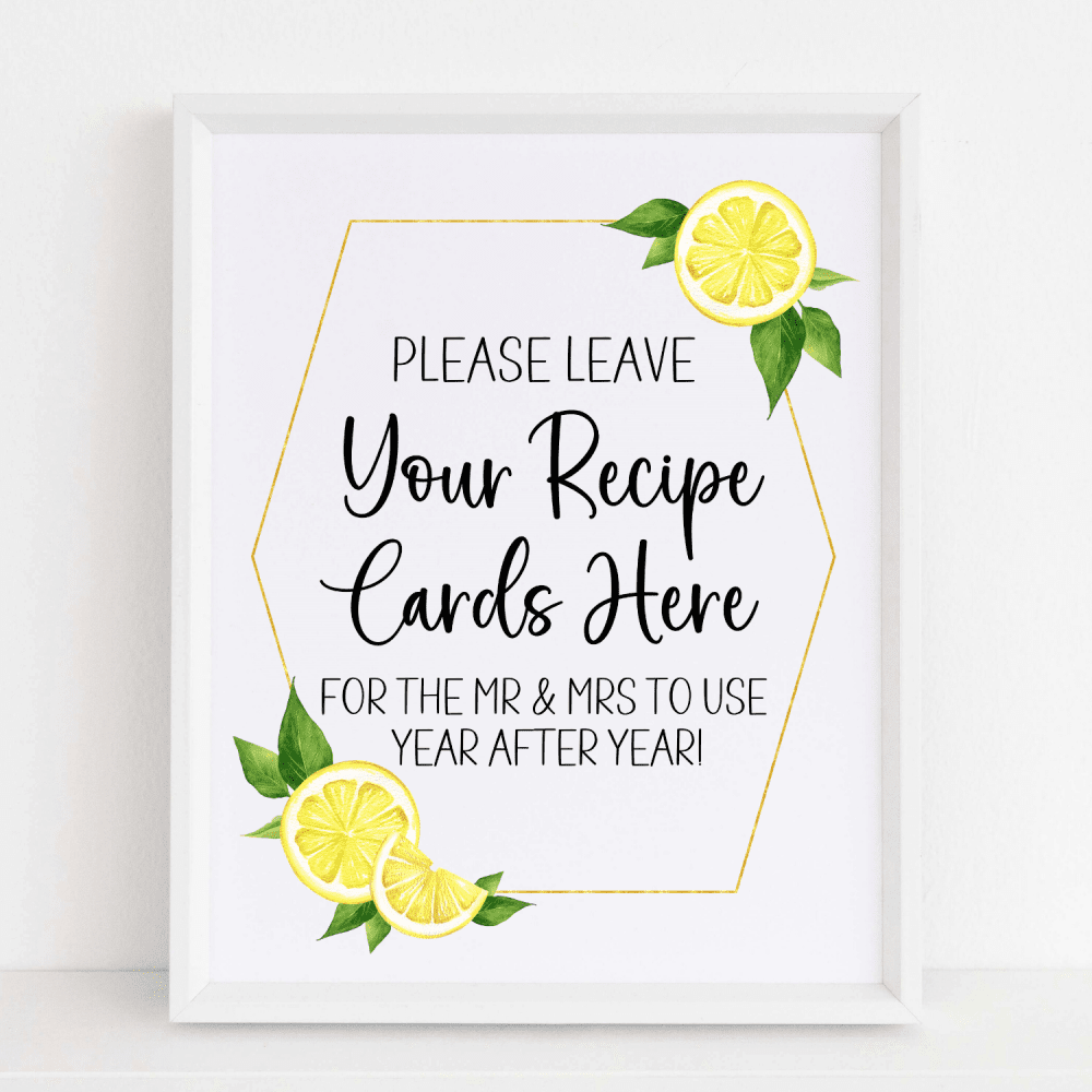 Recipe Request Sign & Cards (Lemon) - Modern MOH