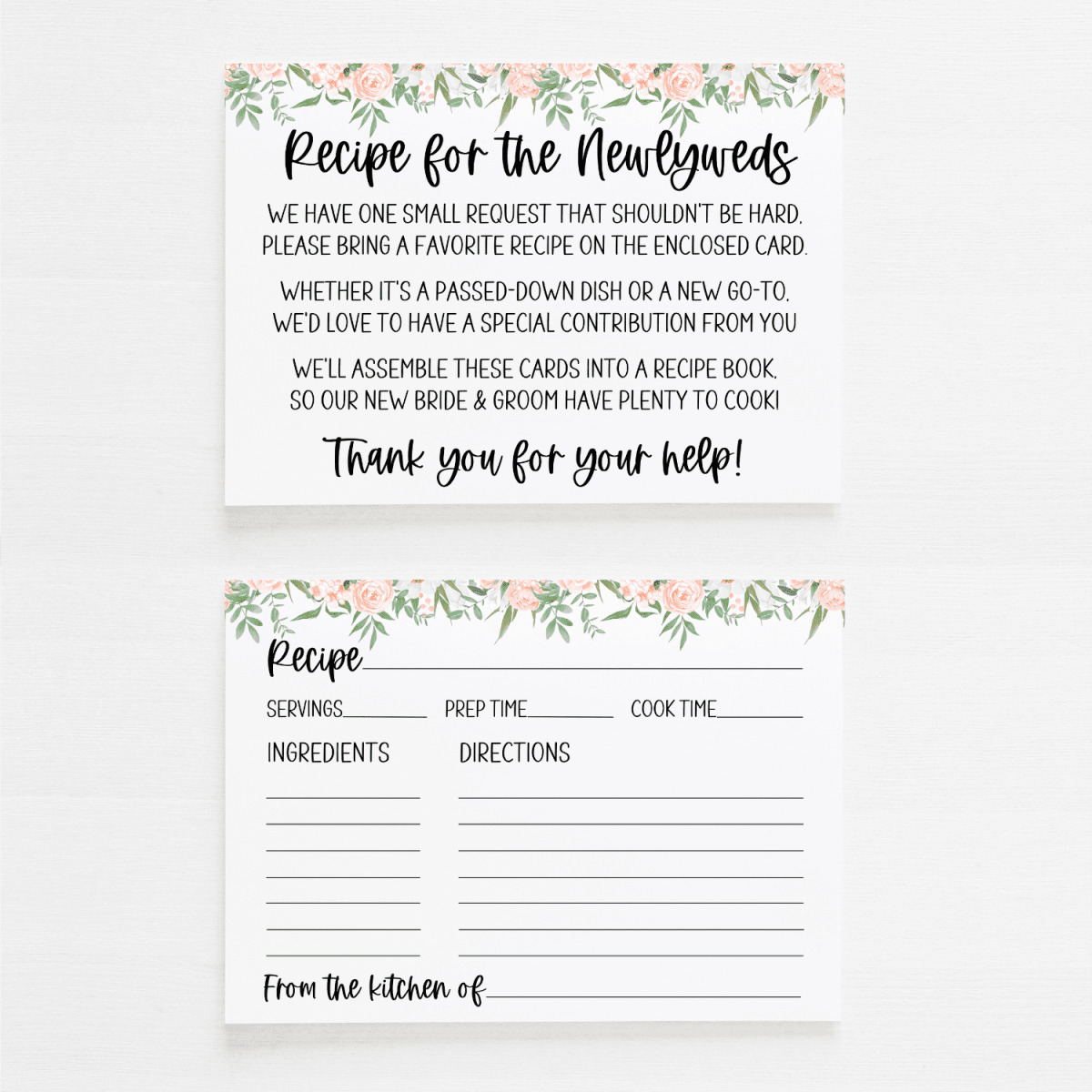 Recipe Request Sign & Cards (Greenery) - Modern MOH