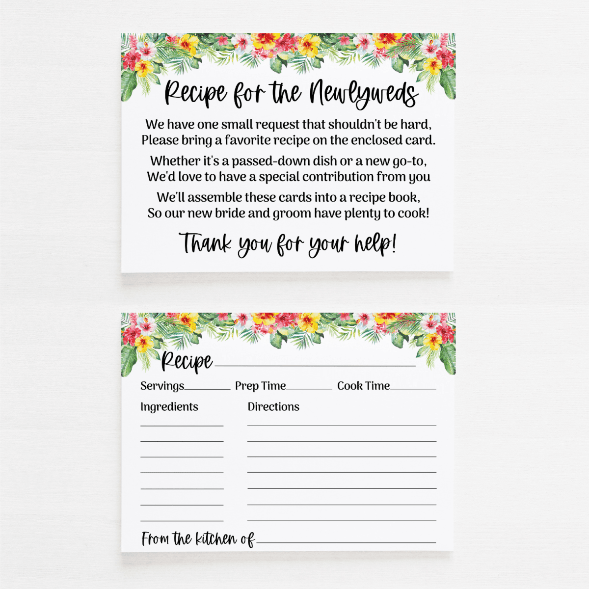 Recipe Request Sign & Cards (Tropical) - Modern MOH