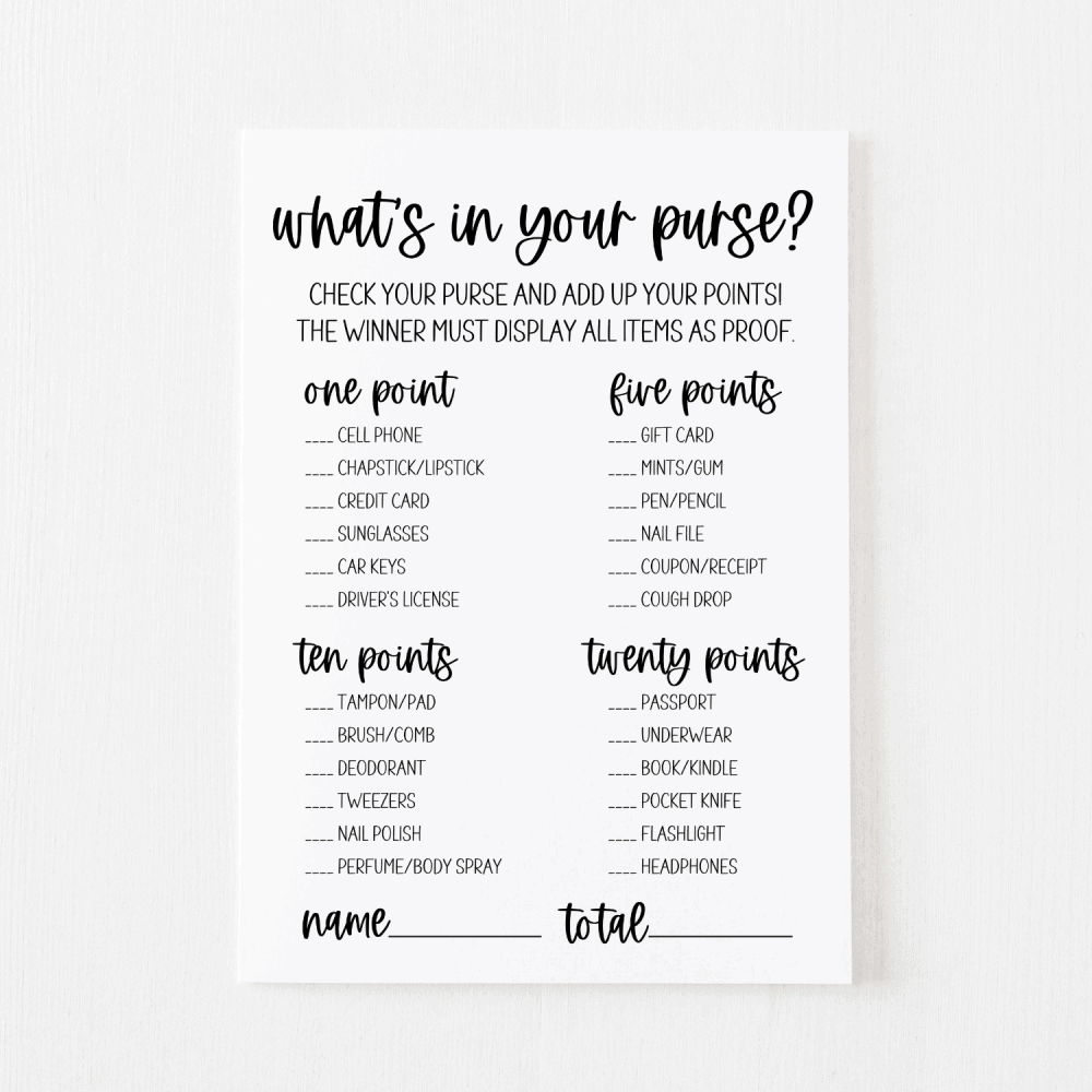 What’s In Your Purse? Game Free Printable | Modern MOH