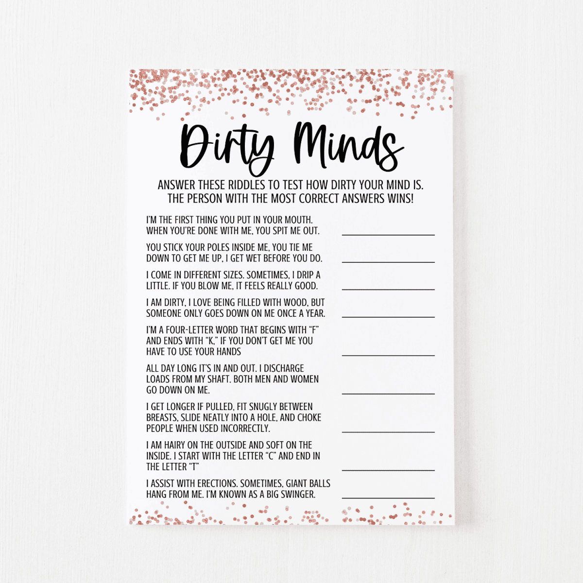 Bachelorette Dirty Minds Cards (Rose Gold) - Modern MOH