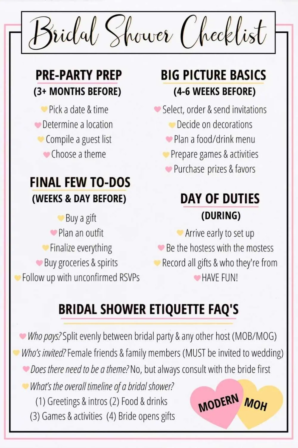 The Ultimate Bridal Shower Planning Checklist | Modern MOH