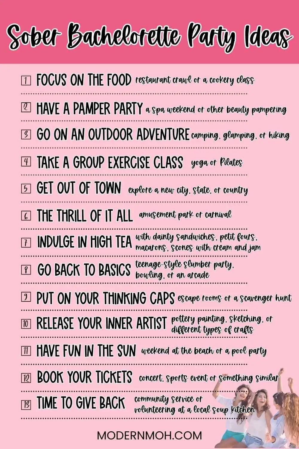 13 Sober Bachelorette Party Ideas: Fun-Filled and Alcohol-Free | Modern MOH