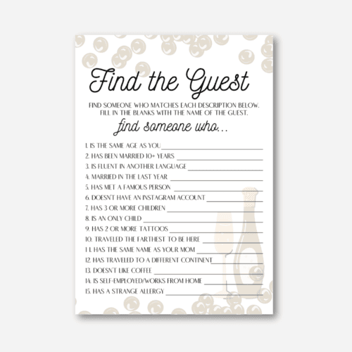 Find the Guest Cards (Pearls & Prosecco) - Modern MOH