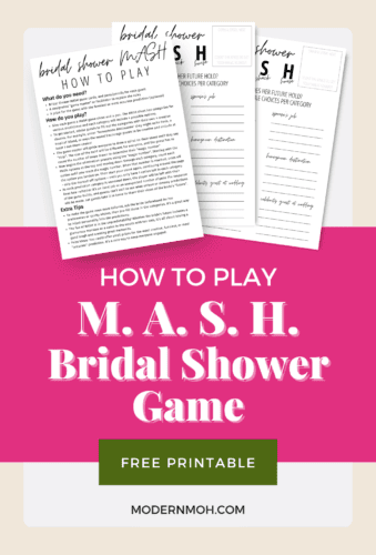 MASH Game for Bridal Showers: Predict the Future + FREE game