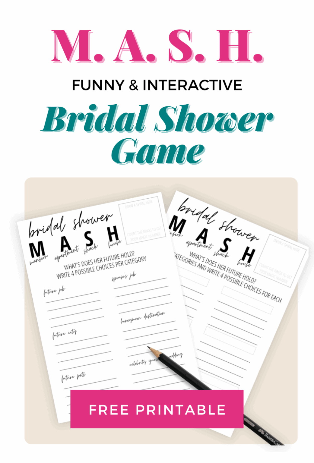 MASH Game for Bridal Showers: Predict the Future + FREE game