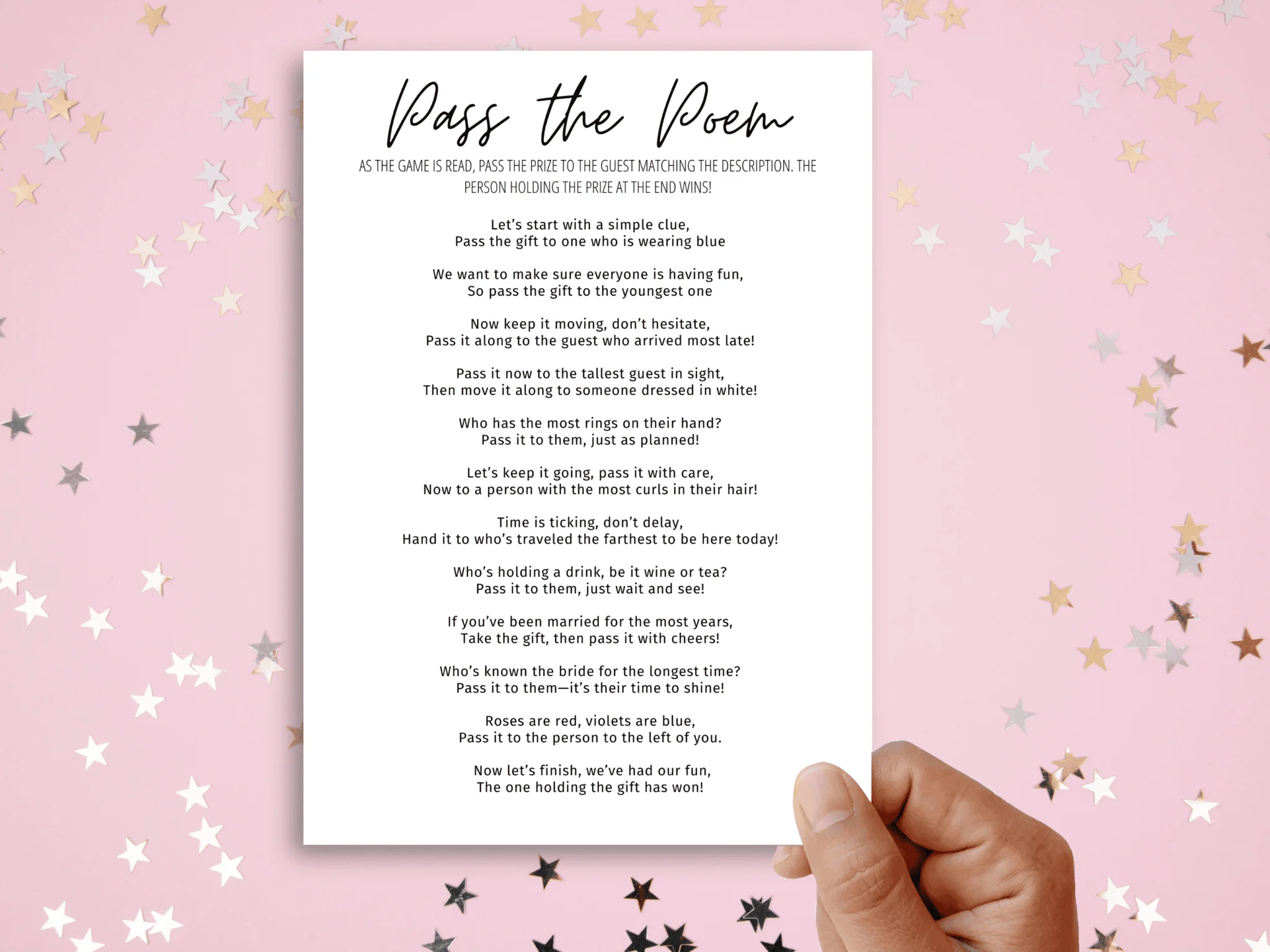 Pass the Poem Bridal Shower Game with FREE Printable