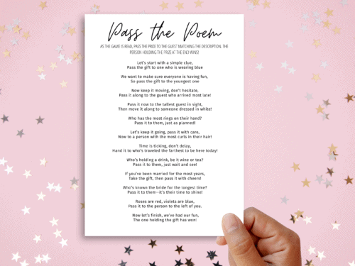Pass the Poem Bridal Shower Game with FREE Printable
