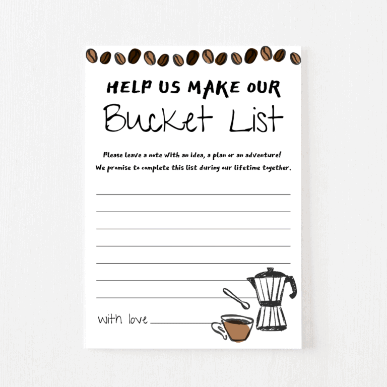 Bucket List Cards (Coffee) - Modern MOH