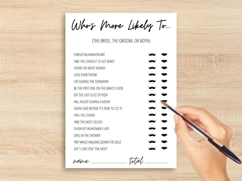 The Ultimate Who’s More Likely? Bridal Shower Game Guide (Free Printable!)